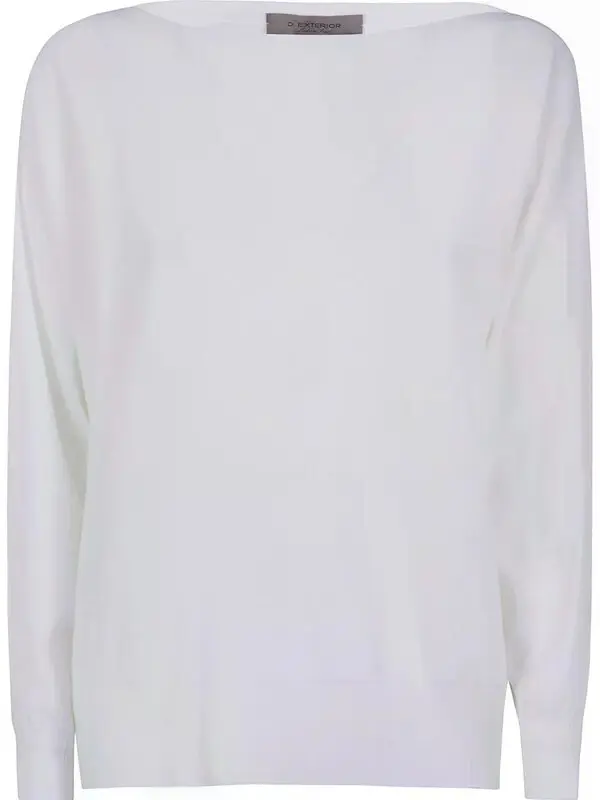 D.exterior Boat-neck Sweater - White