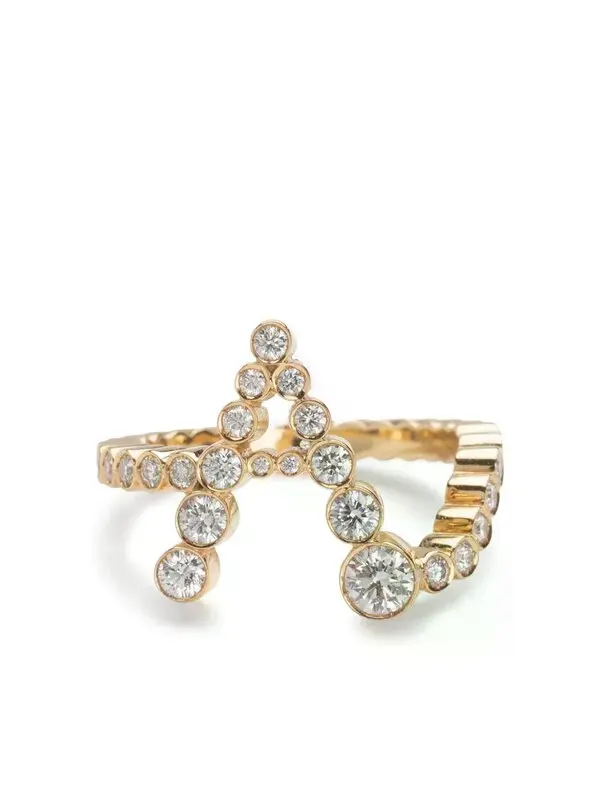 Sophie Bille Brahe 18kt Recycled Yellow Diamond A Letter Ring - Gold