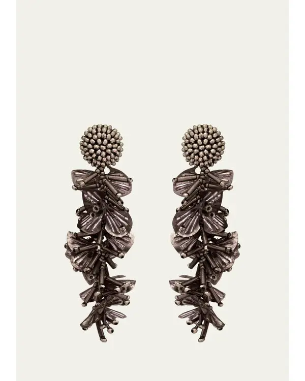 Oscar De La Renta Sequin Tassel Drop Earrings - Slate