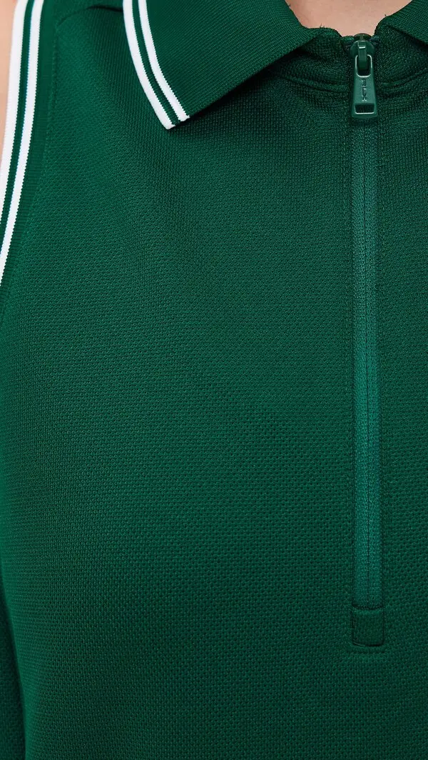 Rlx Ralph Lauren Pique Knit Quarter-Zip Mini Dress In Hunter Green/Ceramic  White - 40% Off | Editorialist
