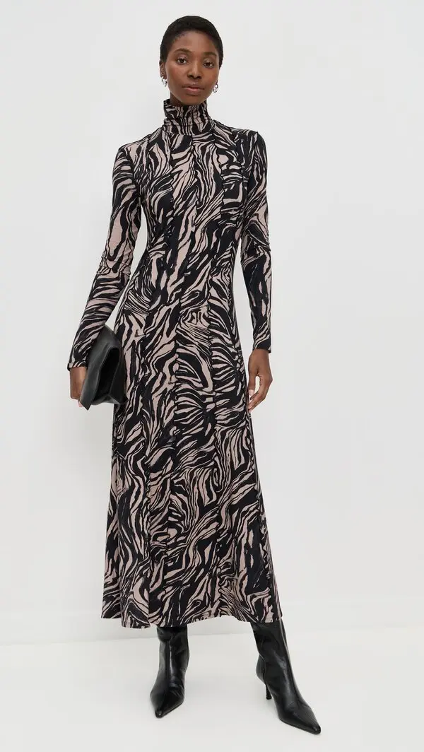 Proenza Schouler White Label Mabel Marble Jersey Maxi Dress - Fawn Multi