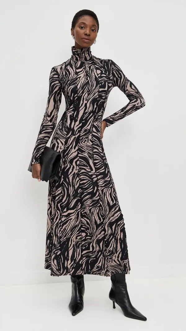 Proenza Schouler White Label Mabel Marble Jersey Maxi Dress - Fawn Multi