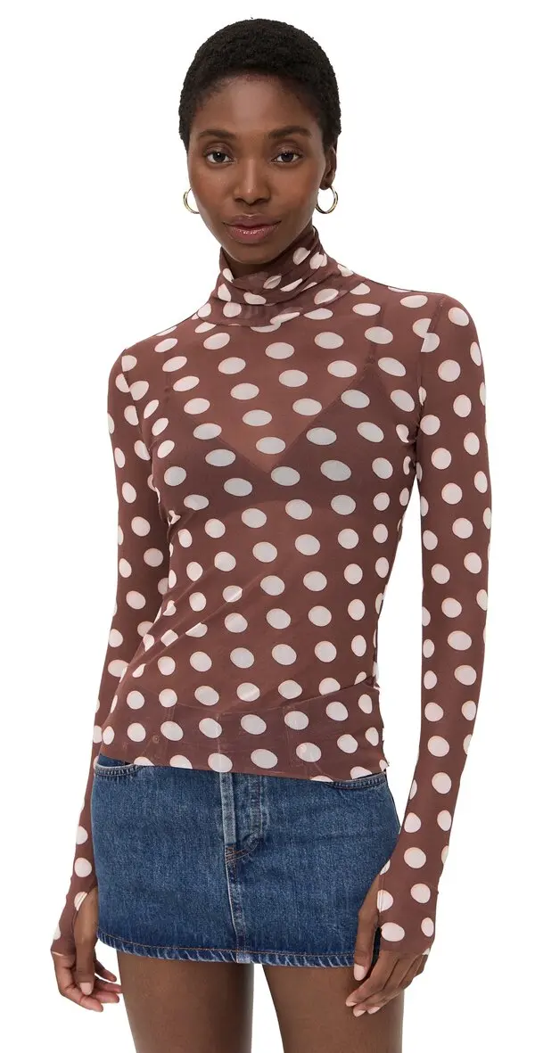 AFRM Zadie Top - Chocolate Halo Dot