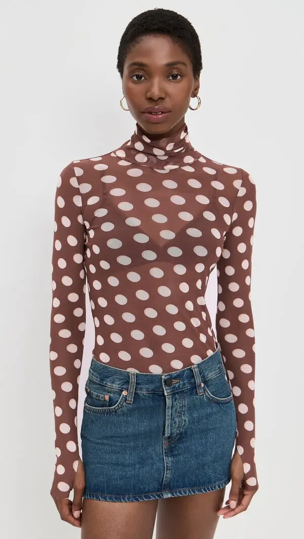 AFRM Zadie Top - Chocolate Halo Dot