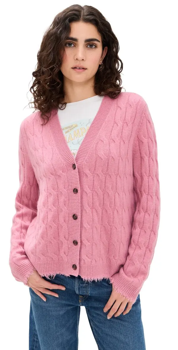 RE/DONE Cashmere Cable V-neck Cardigan