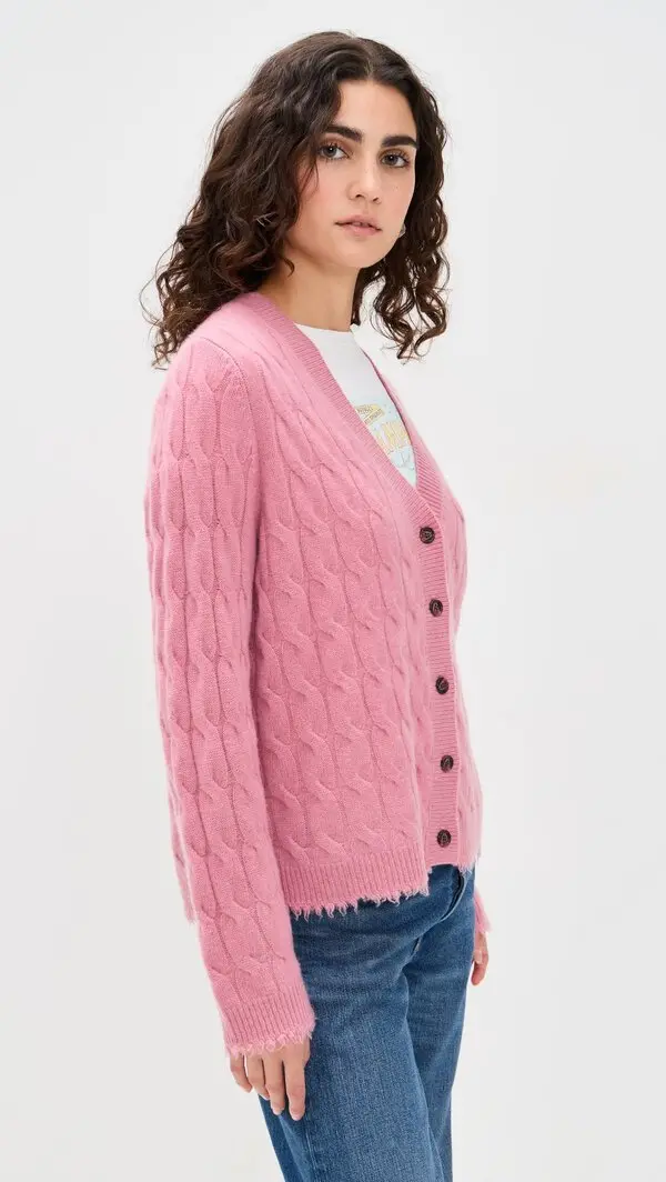 RE/DONE Cashmere Cable V-neck Cardigan