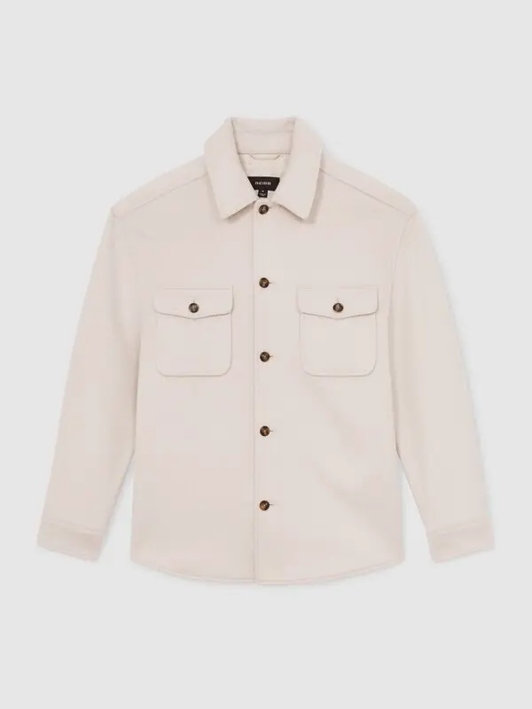 REISS Mayfield Wool-blend Twin-pocket Overshirt