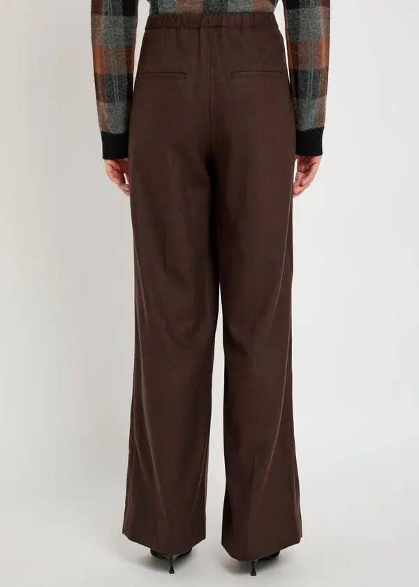Vince Pleated Wide-leg Woven Trousers - Moca