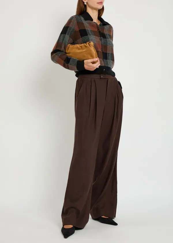 Vince Pleated Wide-leg Woven Trousers - Moca