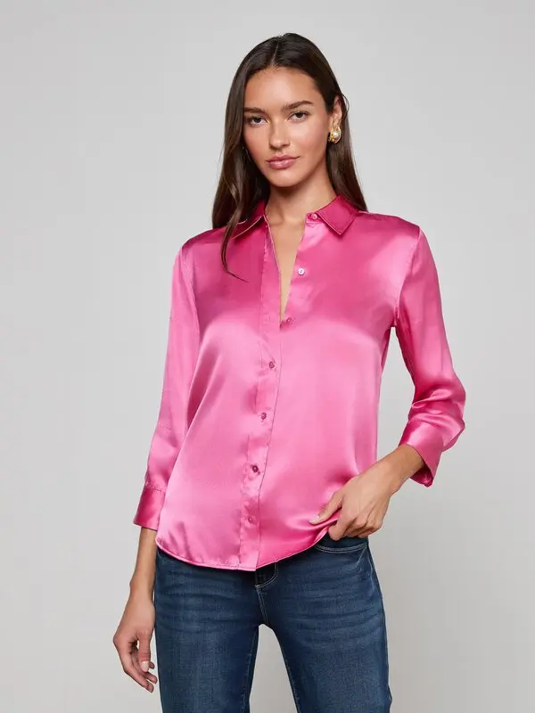 L'Agence Dani Silk Blouse - Pinktober