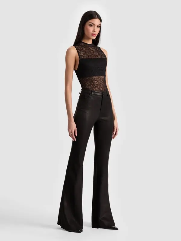 Alice + Olivia Brent Leather Bell Pant