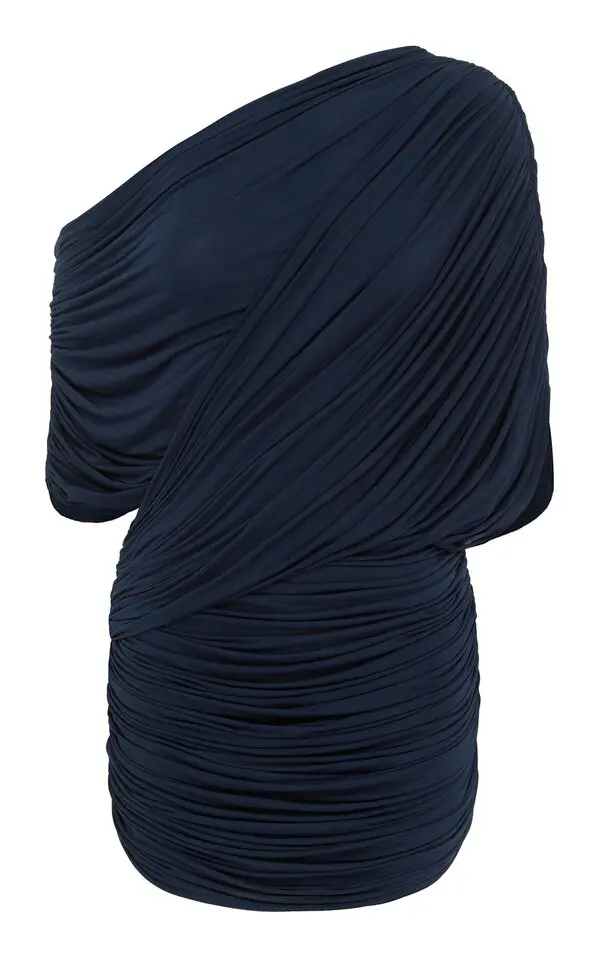 Alex Perry Off-the-shoulder Draped Mini Dress - Navy
