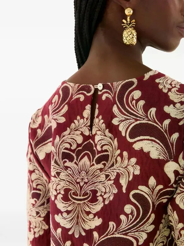 Farm Rio Jacquard Scalloped Top - Red