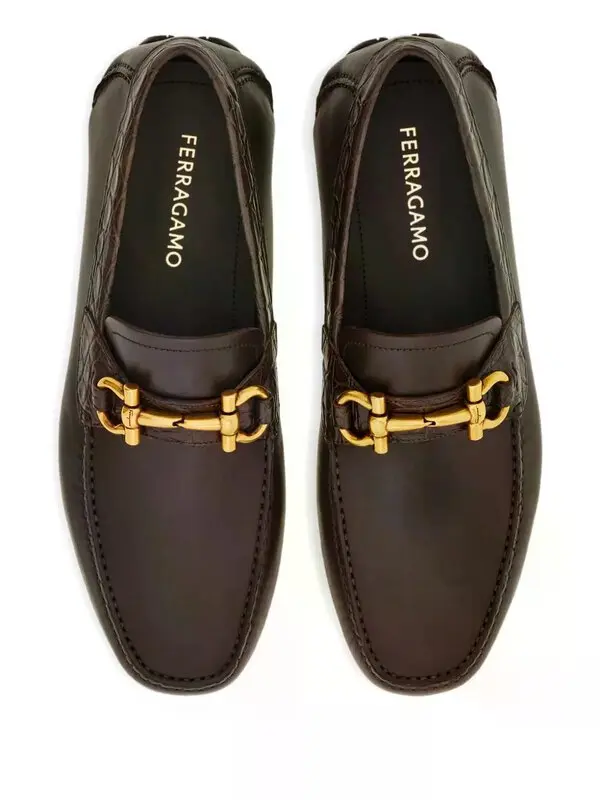 FERRAGAMO Gancini Buckle Loafers With Croc-effect Detail
