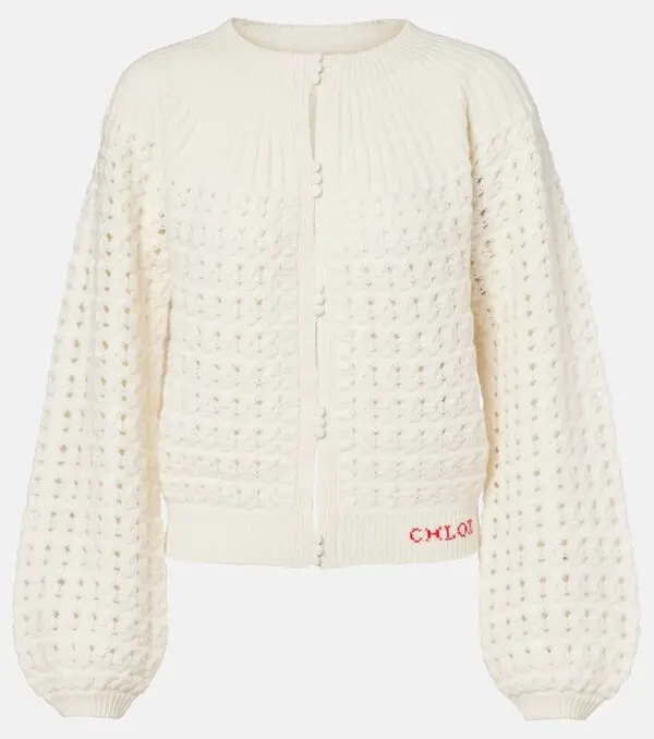 Chloé Pointelle Wool And Cashmere Cardigan