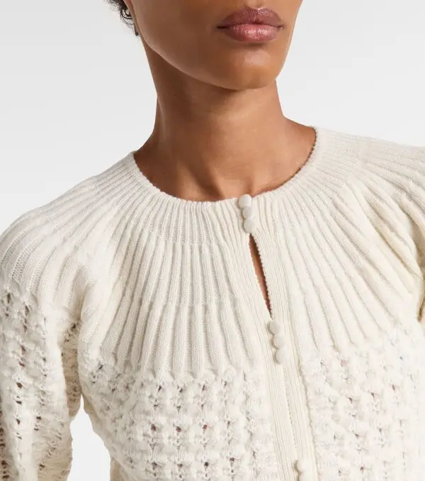 Chloé Pointelle Wool And Cashmere Cardigan