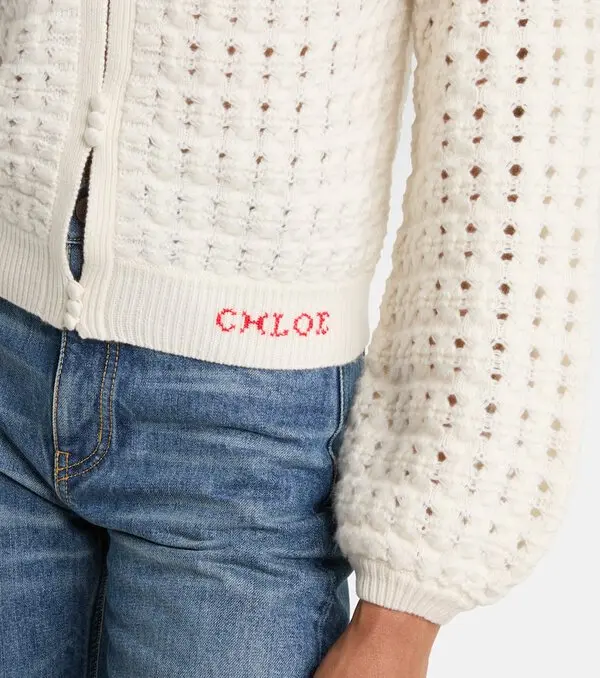 Chloé Pointelle Wool And Cashmere Cardigan