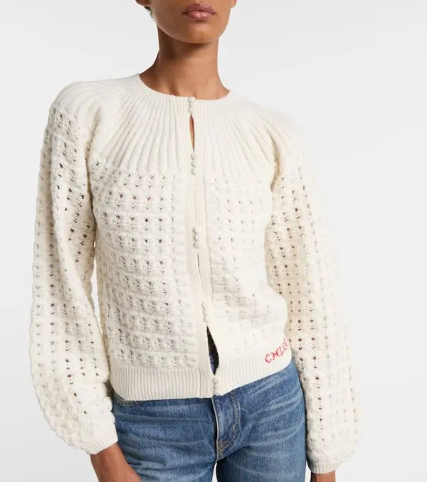 Chloé Pointelle Wool And Cashmere Cardigan
