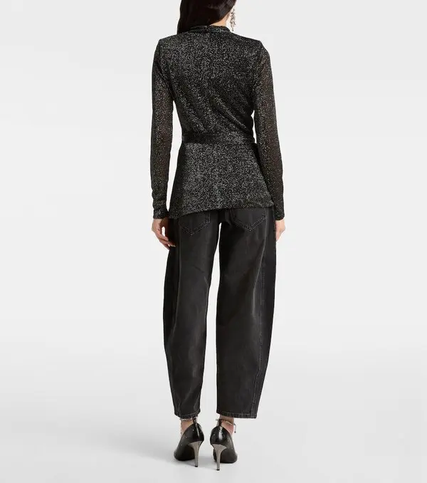 Isabel Marant Étoile Cinay Lamé Wrap Top - Silver