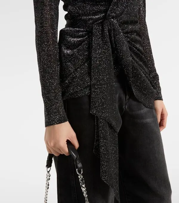 Isabel Marant Étoile Cinay Lamé Wrap Top - Silver