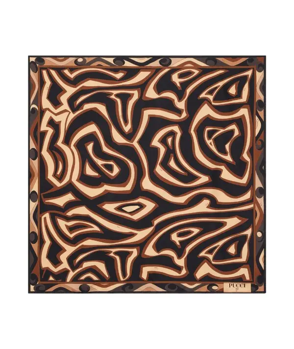 Emilio Pucci Labirinto Silk Twill Scarf - Brown