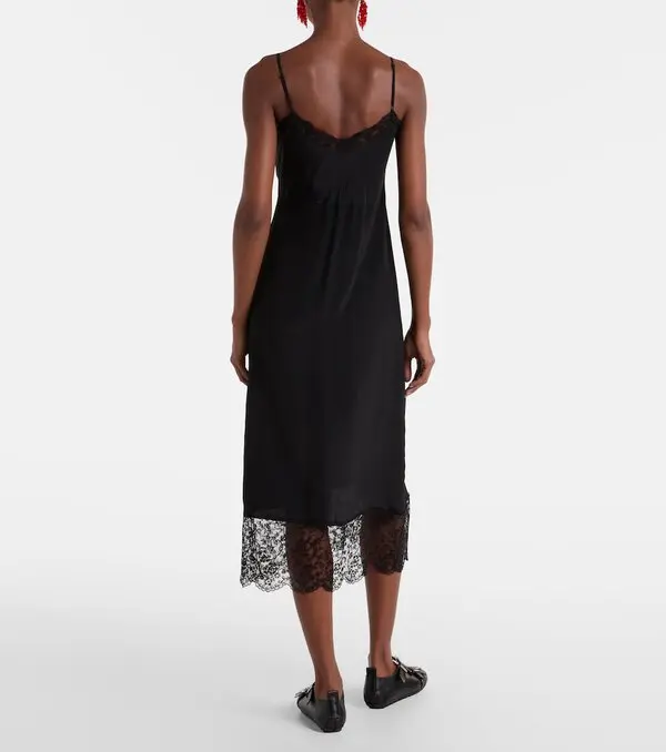 Simone Rocha Lace-trimmed Satin Slip Dress - Black