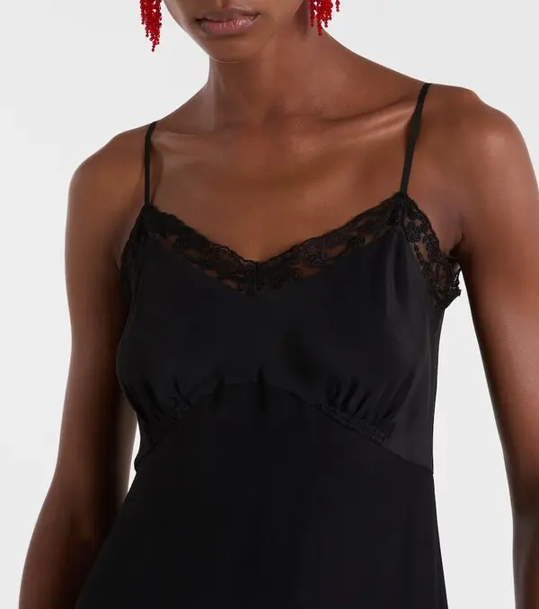 Simone Rocha Lace-trimmed Satin Slip Dress - Black