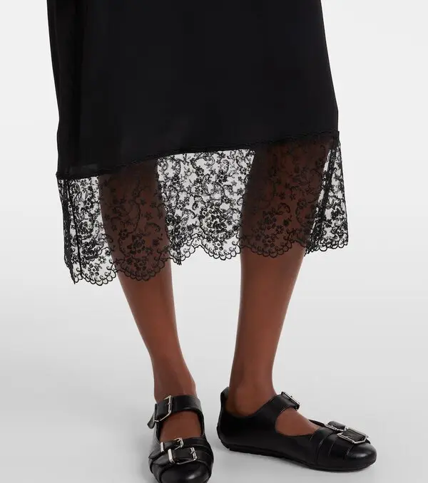 Simone Rocha Lace-trimmed Satin Slip Dress - Black