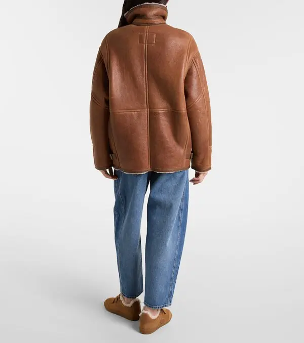 Isabel Marant Étoile Adelina Shearling-trimmed Leather Jacket - Brown