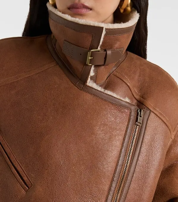 Isabel Marant Étoile Adelina Shearling-trimmed Leather Jacket - Brown