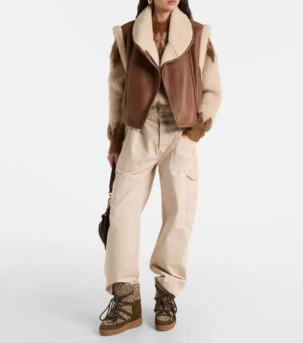 Isabel Marant Alime Shearling Vest In Brown 30% Off Editorialist