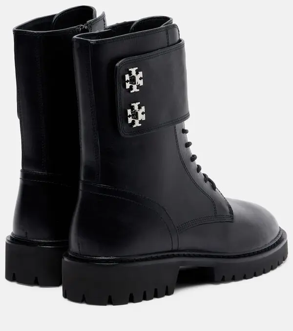 Tory Burch Turnlock Leather Combat Boots