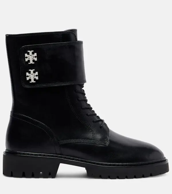 Tory Burch Turnlock Leather Combat Boots