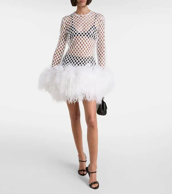 Dolce & Gabbana Feather-trimmed Sequined Minidress
