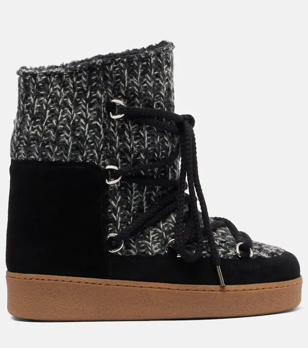 Isabel Marant Étoile Suede-trimmed Snow Boots - Black