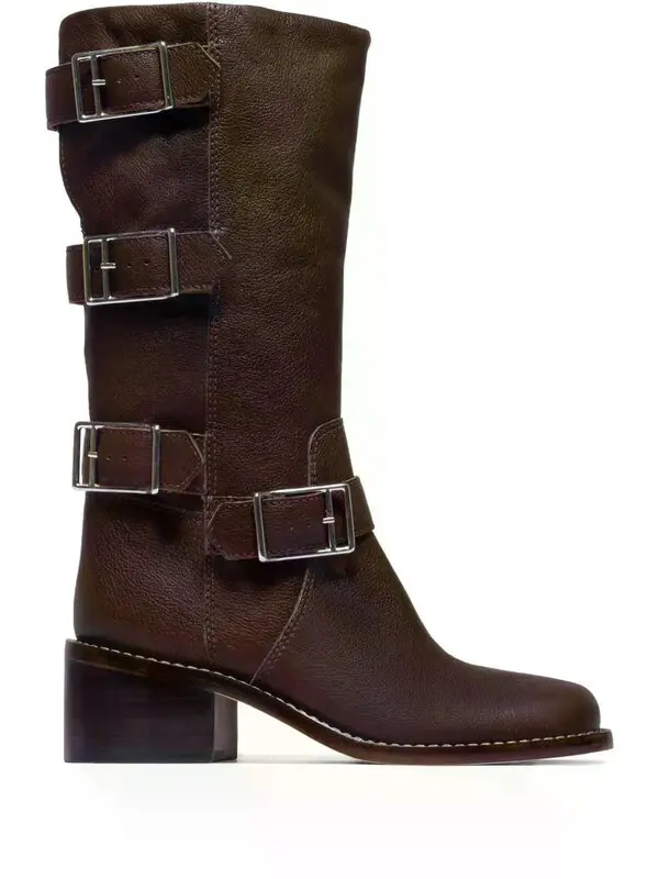 Bernardo 1946 50mm Triple-buckle Leather Boots - Brown