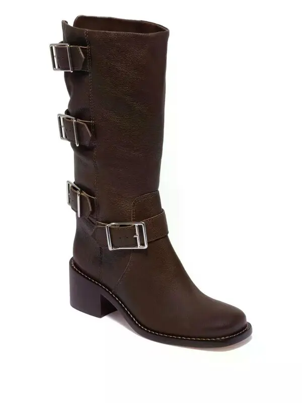 Bernardo 1946 50mm Triple-buckle Leather Boots - Brown