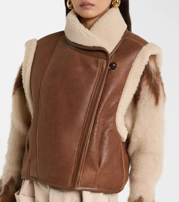 Isabel Marant Alime Shearling-trimmed Leather Vest