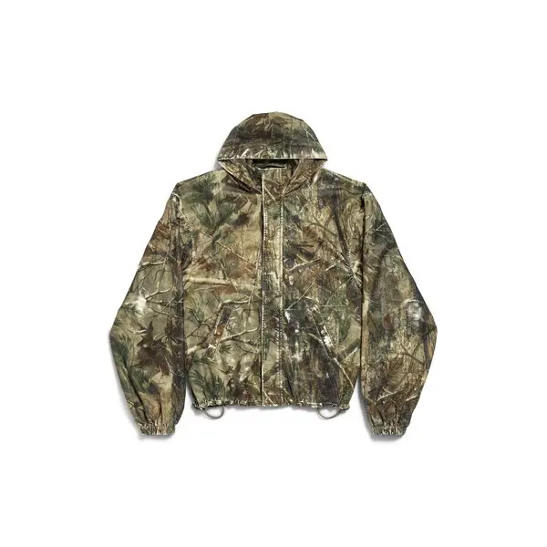 Balenciaga Flocked Cotton Hooded Workwear Jacket