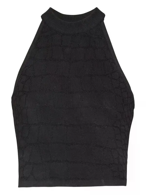 Balmain Halterneck Crocodile-effect Top