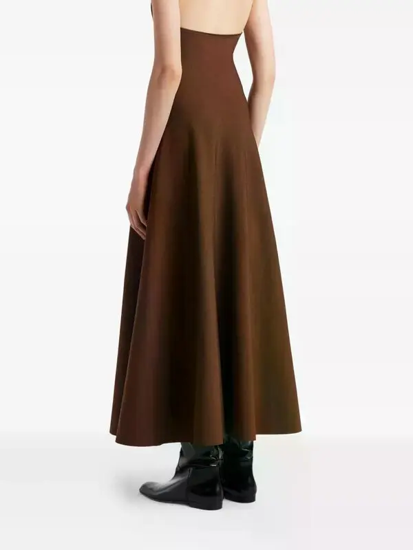 Khaite Halterneck A-line Midi Dress - Brown