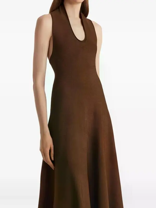 Khaite Halterneck A-line Midi Dress - Brown