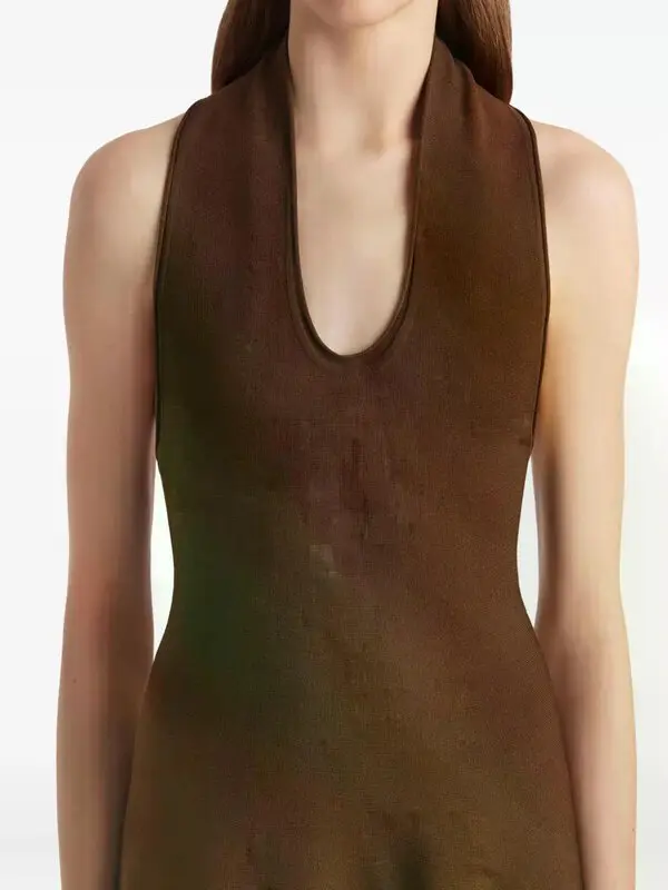 Khaite Halterneck A-line Midi Dress - Brown