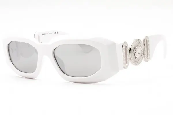 Versace Maxi Medusa Biggie Sunglasses - White/light Grey Mirror Silver (ve4425u/314