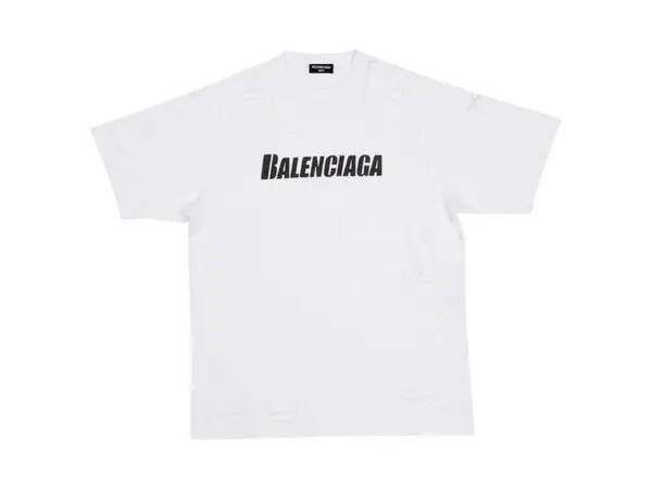 Balenciaga Caps Boxy Oversized Fit Tee Shirt - White
