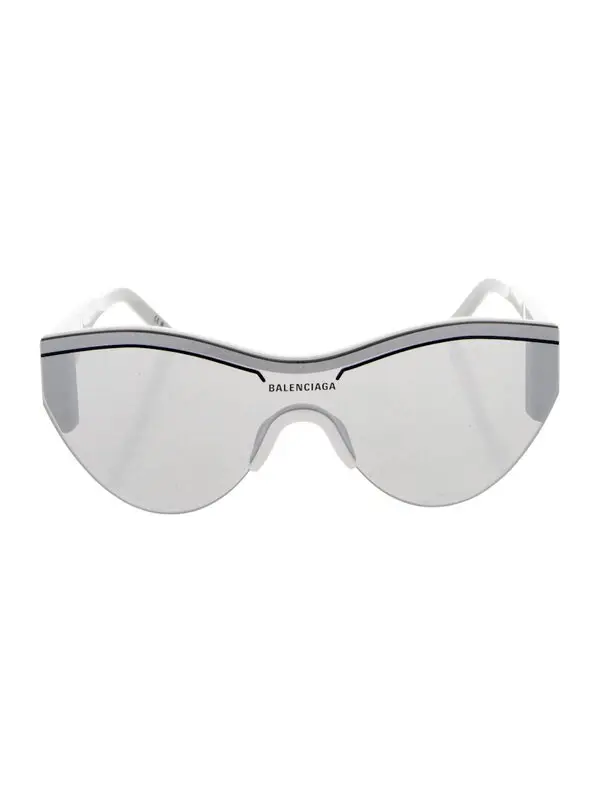Balenciaga Mirrored Shield Sunglasses - White