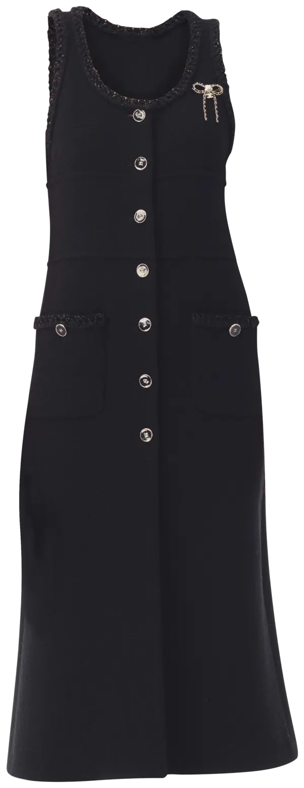 Chanel Wool Tweed Midi Dress - Black | Editorialist