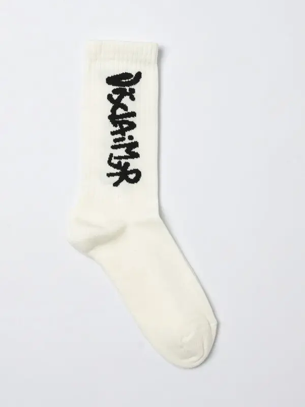 DISCLAIMER Ribbed Socks - White