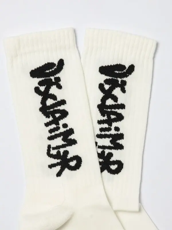 DISCLAIMER Ribbed Socks - White