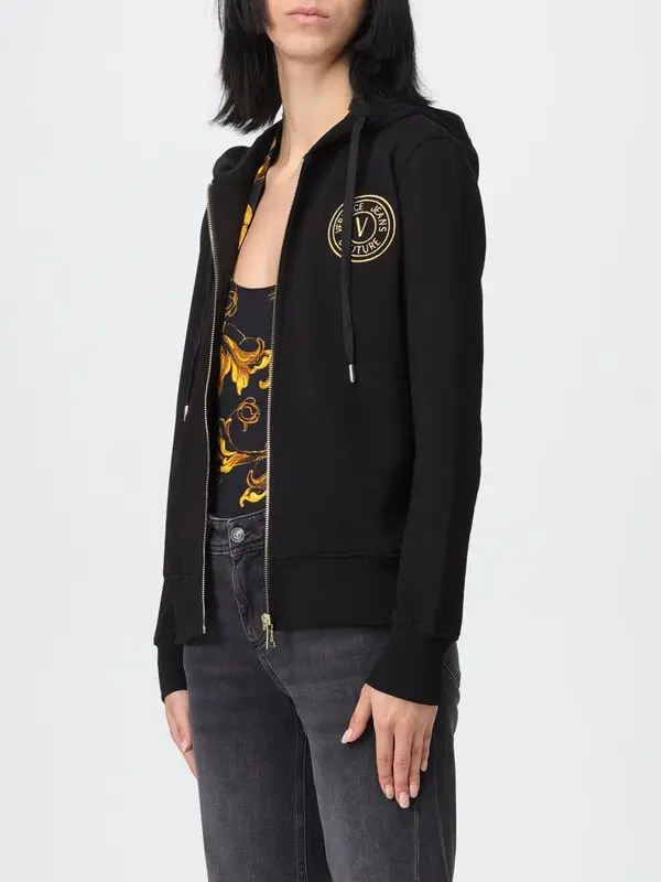 Versace Zip Up Hoodie With Logo Detail